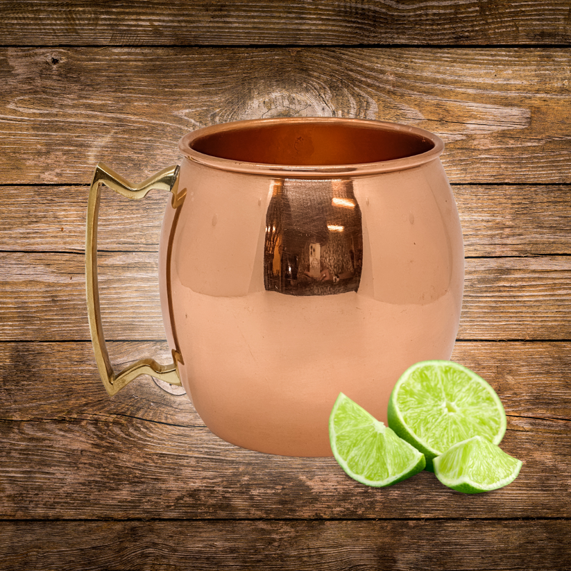 16oz Shiny Copper Barrel Moscow Mule Mug | Brass Handle | High-Quality ...